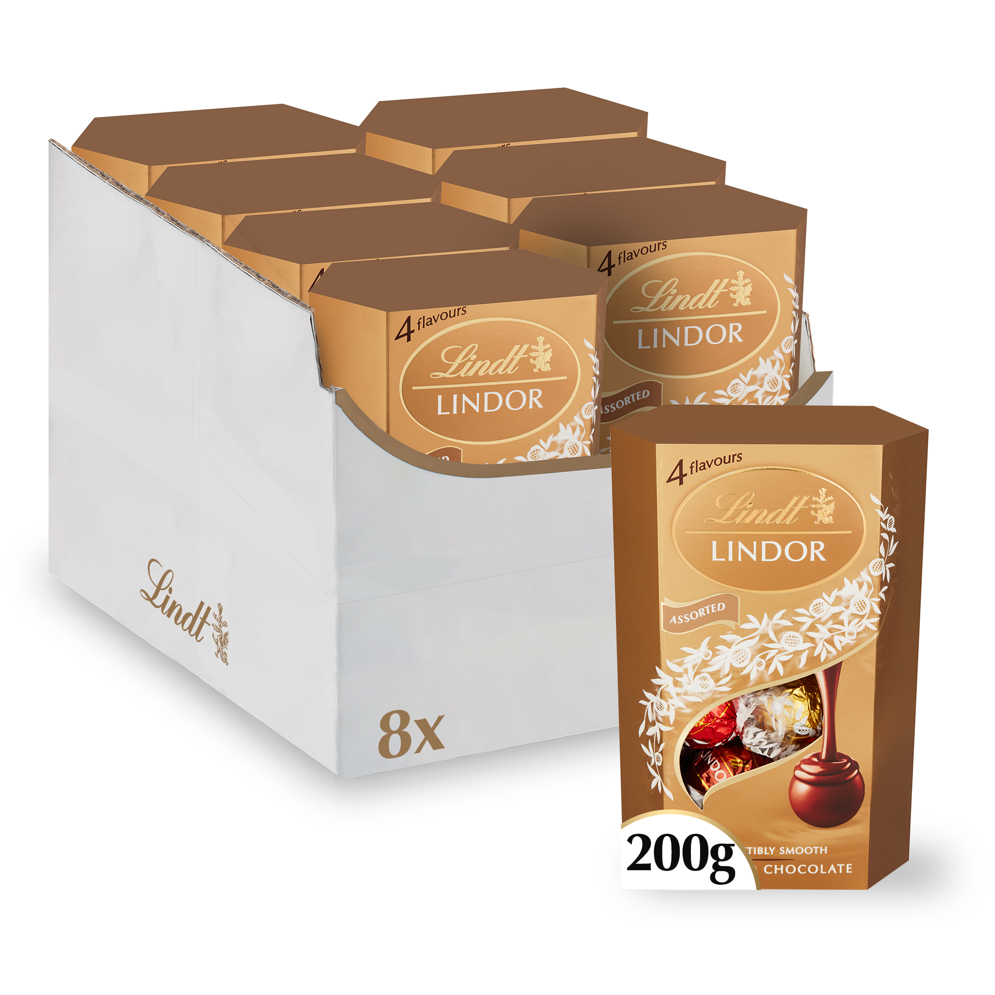 LINDOR Assorted Cornet 8x200g B2B - Lindt Online Shop