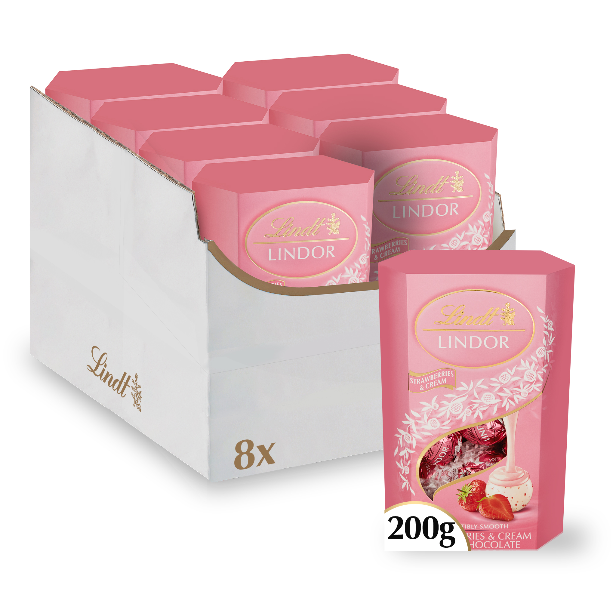 LINDOR Strawberries & Cream Cornet 200g B2B - Lindt Online Shop