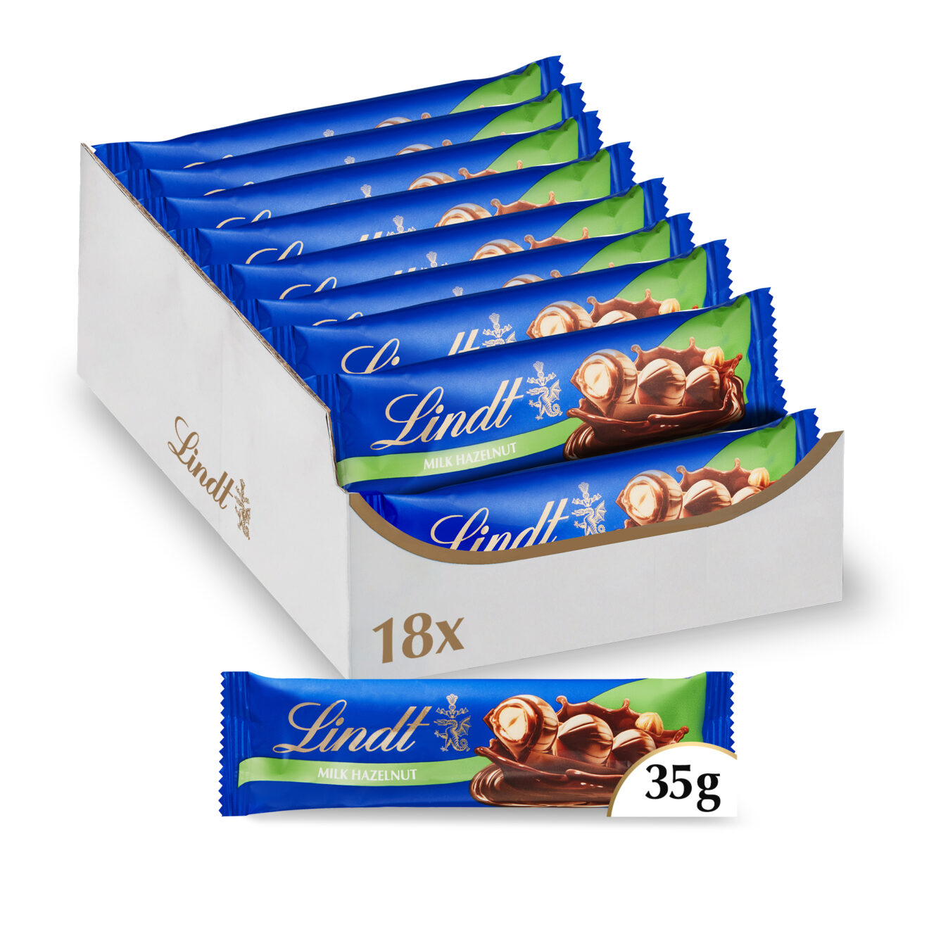 LINDT Milk Hazelnut Bar 18x35g B2B - Lindt Online Shop