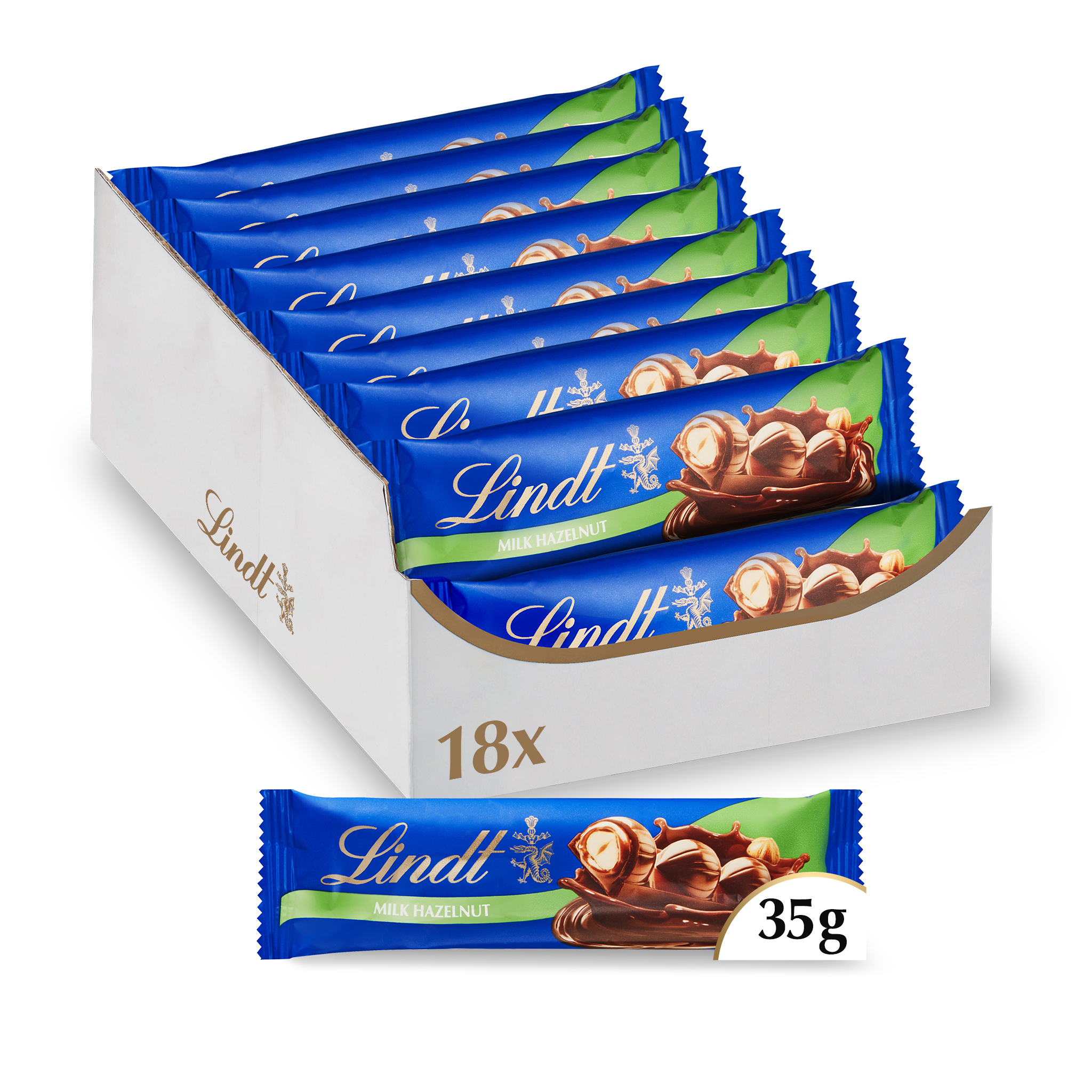 LINDT Milk Hazelnut Bar 18x35g B2B - Lindt Online Shop